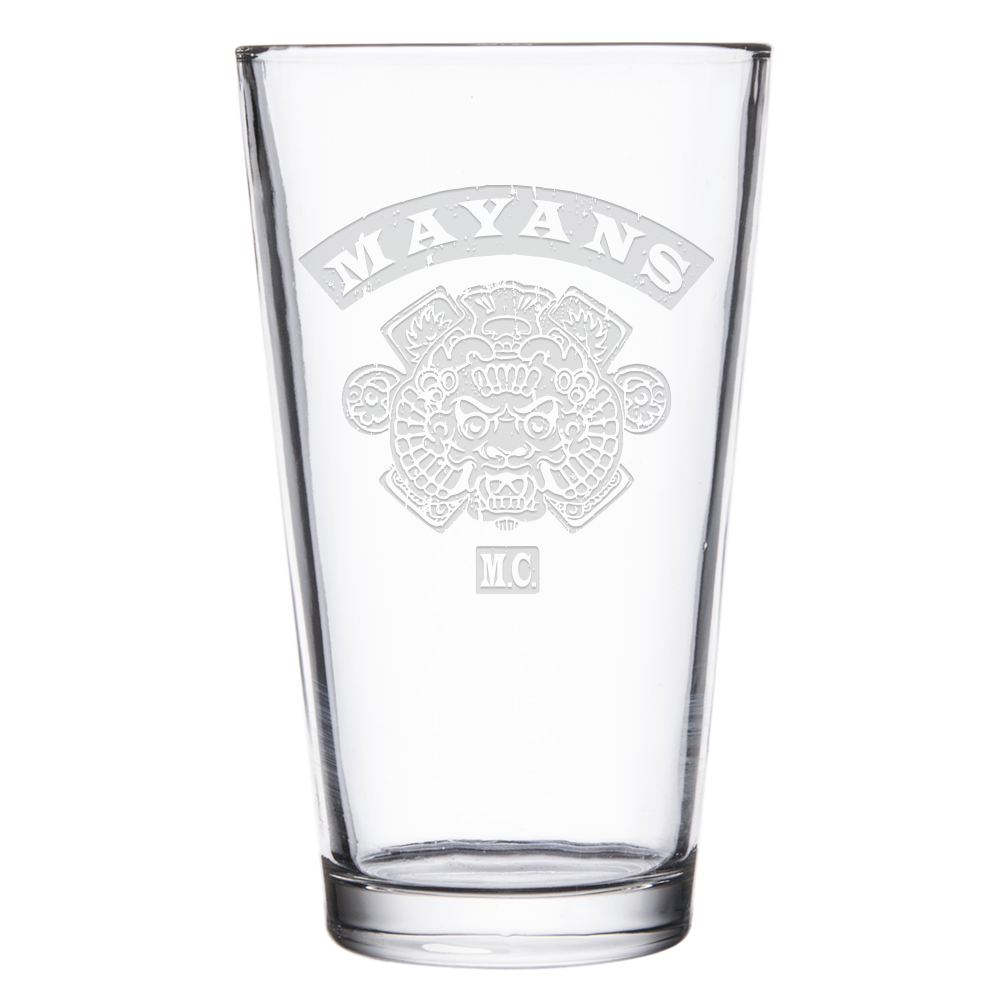 Mayans M.C. Emblem Laser Engraved Pint Glass | Shop Hulu